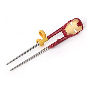 Lilfant Super Hero Stainless Steel Training Chopsticks for Right-hand, Made in Korea, 7.8in