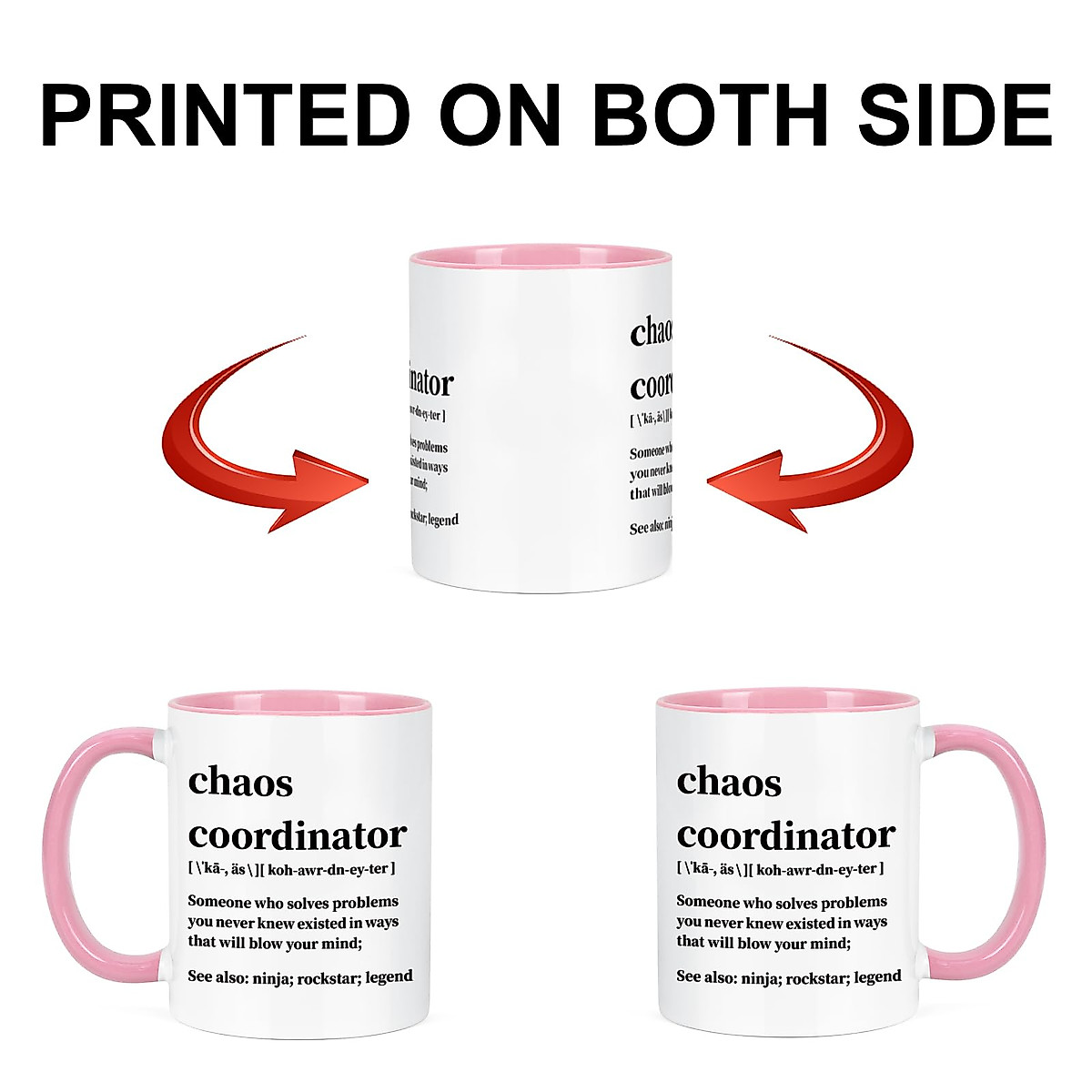 Cabtnca Chaos Coordinator Mug, 11Oz, Porcelain, Coffee Mug for Women Boss Teacher, Funny Work Gifts, Handmade, Microwave Safe, Dishwasher Safe