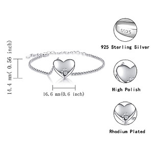 JZCOLOR Heart Urn Bracelet for Women - 925 Sterling Silver Pawprint Ashes Bracelet Cremated Ashes Holder Jewelry for Teens