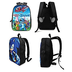 Homruis Stitch Backpack Cartoon Anime Pattern Design School Bag Backpack High Capacity Schoolbag Boy And Girl Schoolbag