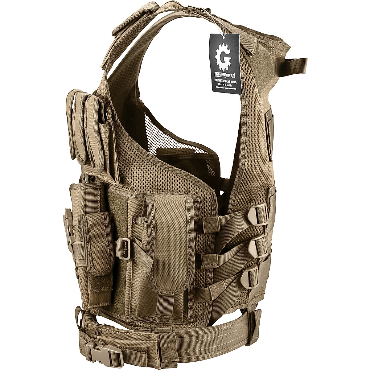 Barska Loaded Gear VX-200 Tactical Vest – Adjustable MOLLE Vest with Rifle & Pistol Mag Pouches, Holster, Utility Pouch, and Emergency Drag Handle
