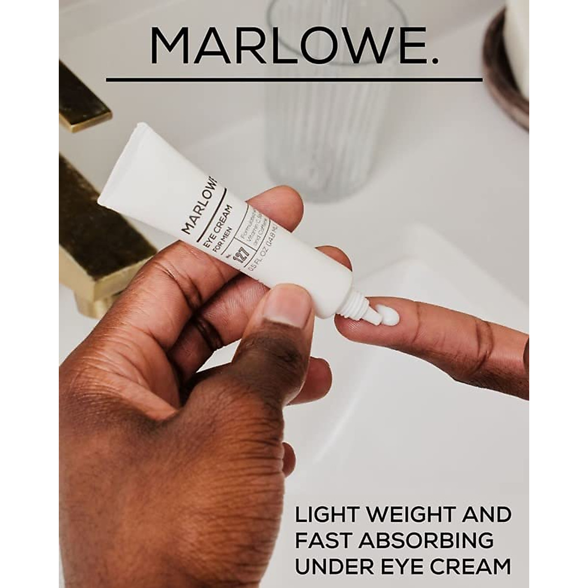 MARLOWE. No. 127 Mens Eye Cream with Vitamin C, Caffeine and Moisturizing Squalane for Puffiness, Wrinkles & Dark Circles, Targeted Under Eye Skin Care, 0.5 FL Oz