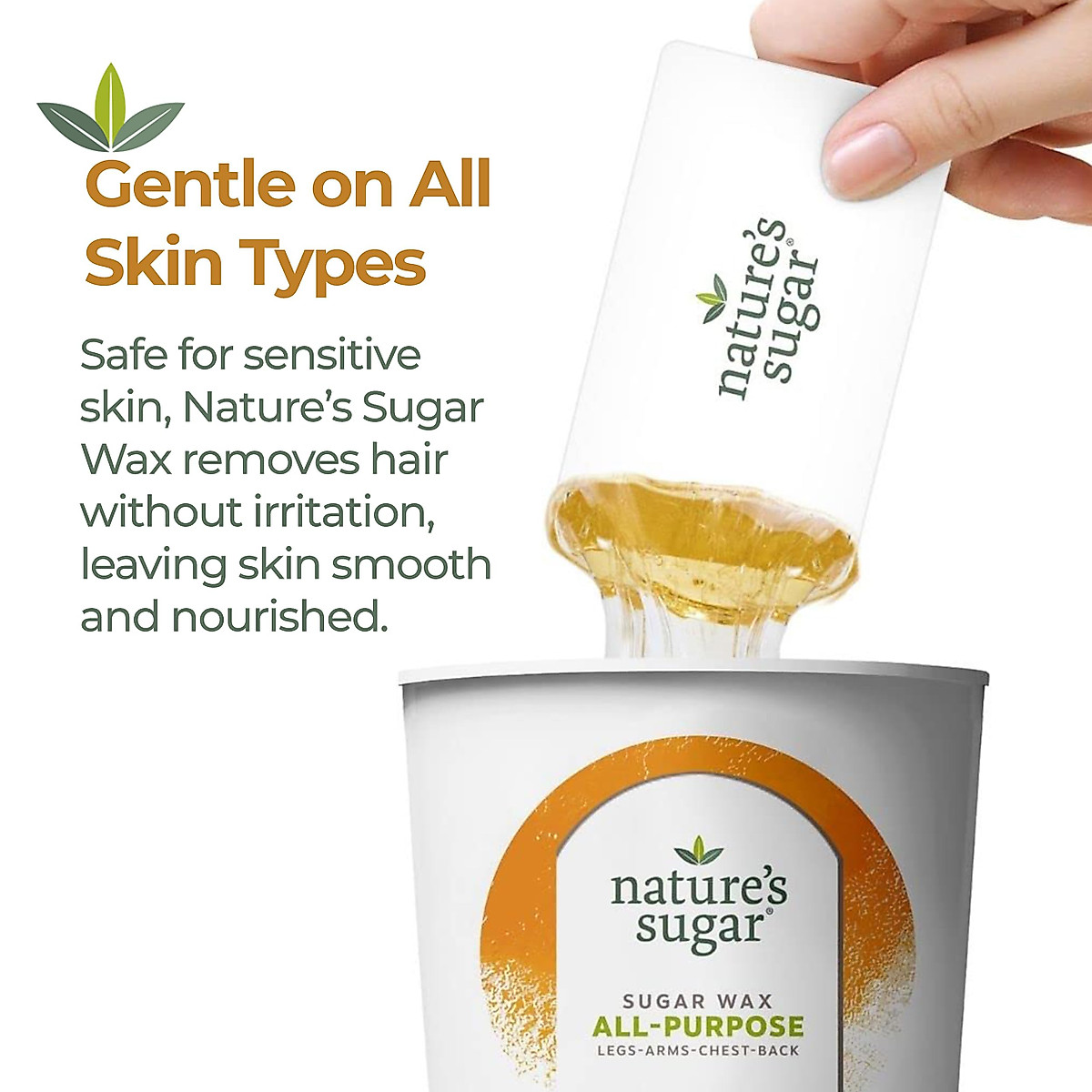 Nature’s Sugar Wax All-Purpose Sugaring Paste for Legs, Back, Arms, Chest - 35oz - Beginner-Friendly Sugar Wax Hair Removal for All Skin Types - Vegan & Cruelty-Free