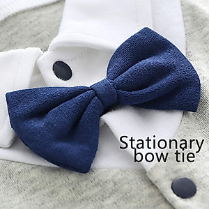GORBAST Newborn Baby Boys' Gentleman Romper Clothes Suit Long Sleeve Jumpsuit Outfit with Bow Tie (0-3Months, SG046)
