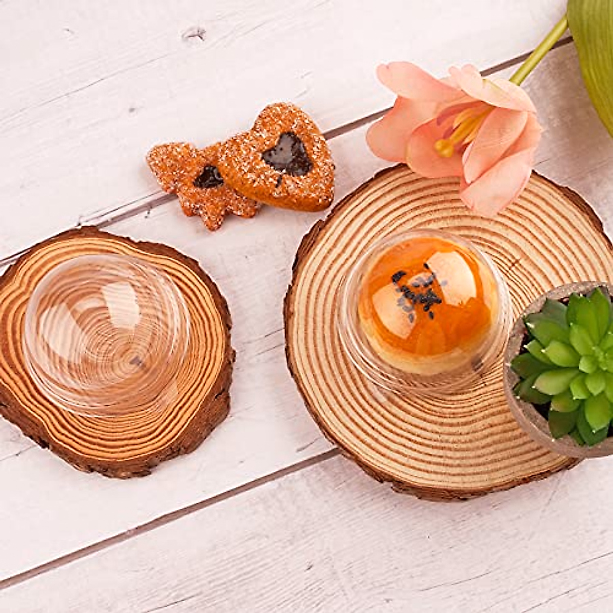 Zezzxu 50 Pack Mini Bundt Cake Containers Clear Plastic Cupcake Box with Dome Lids for Chocolate Covered Cookies, Muffin, Cheesecake, Mooncake and Other Mini Desserts (Clear Base)