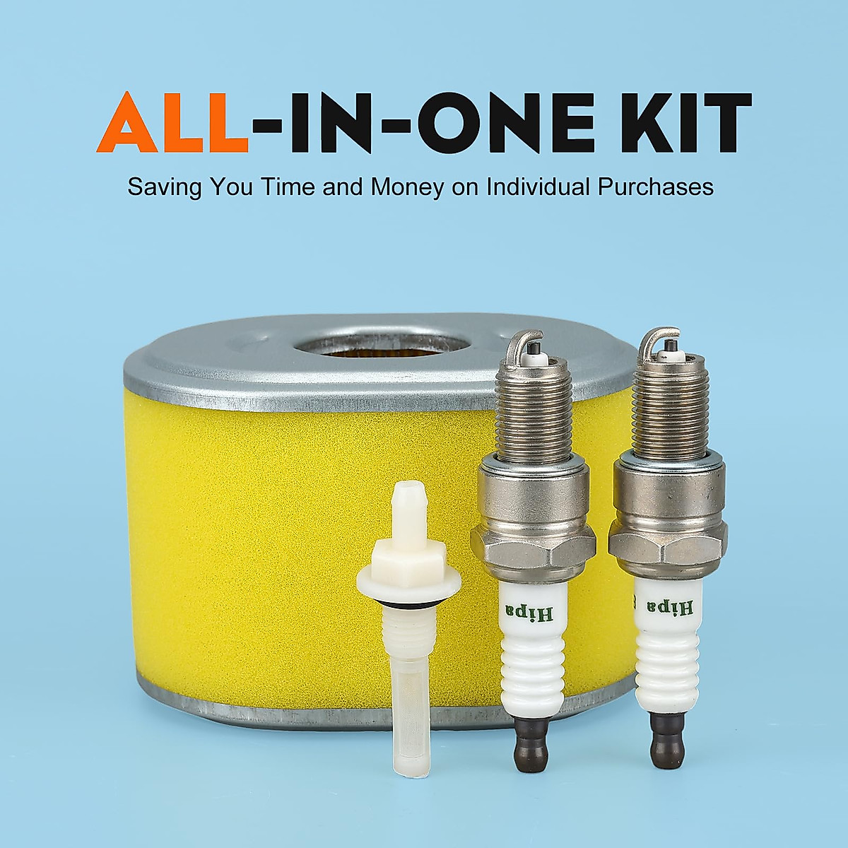 Hipa Air Filter for Honda GX160 GX200 GX 160 GX 200 GX140 5HP 3.5HP 5.5HP 6.5HP Engine EG2200X EZ2500 Generator WMP20X Water Pump Replace 17210-ZE1-505 17210-ZE1-517 with Fuel Filter Plug