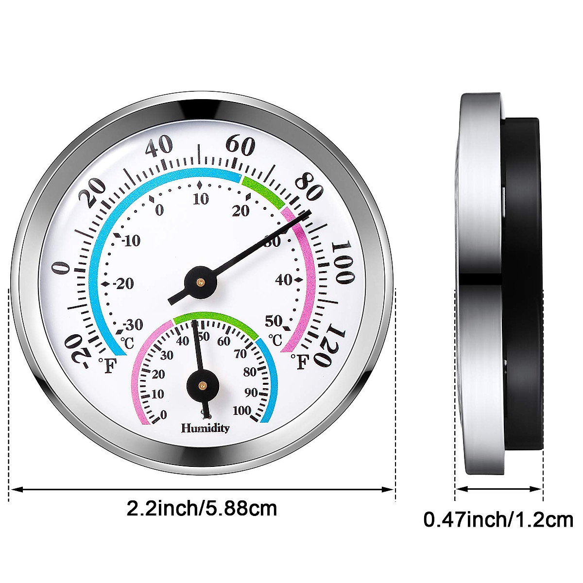 Weewooday 3 Pieces Mini Thermometer Hygrometer Indoor Outdoor Thermometer Temperature Humidity Monitor Gauge Temperature Monitor for Home Wall Room Incubator Tank (Silver)