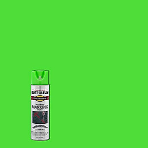 Rust-Oleum 207464 Professional Inverted Marking Spray Paint, 15 oz, Fluorescent Green