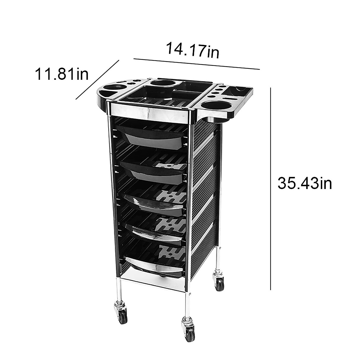 OmySalon Salon Trolley Cart with Wheels, 5 Drawers, Hair Cart Rolling Storage Organizer Barber Station, Salon Cart for Hair Stylist