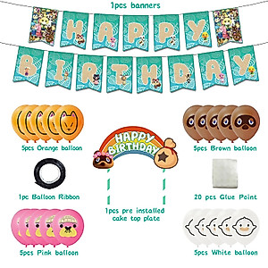 Heidaman Animal Crossing Birthday Party Supplies Animal Crossing Birthday Decorations Include Animal Crossing Banner Balloons Cake Toppers