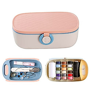 FKOG Sewing Project Kit, 135 Pcs Premium Family Sewing Supplies Repair Kit Sewing Thread Accessories Traveler Sewing Kit DIY Sewing Supplies Organizer (Pink)