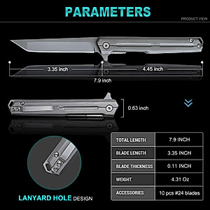 VIFUNCO Pocket Knife for Men, Tanto Folding Knives with Clip, EDC Pocket Knife/Slim Gentleman's Knife with Aluminum Handle, Tactical Knife with Flipper Open & Liner Lock for Outdoor Survival Camping