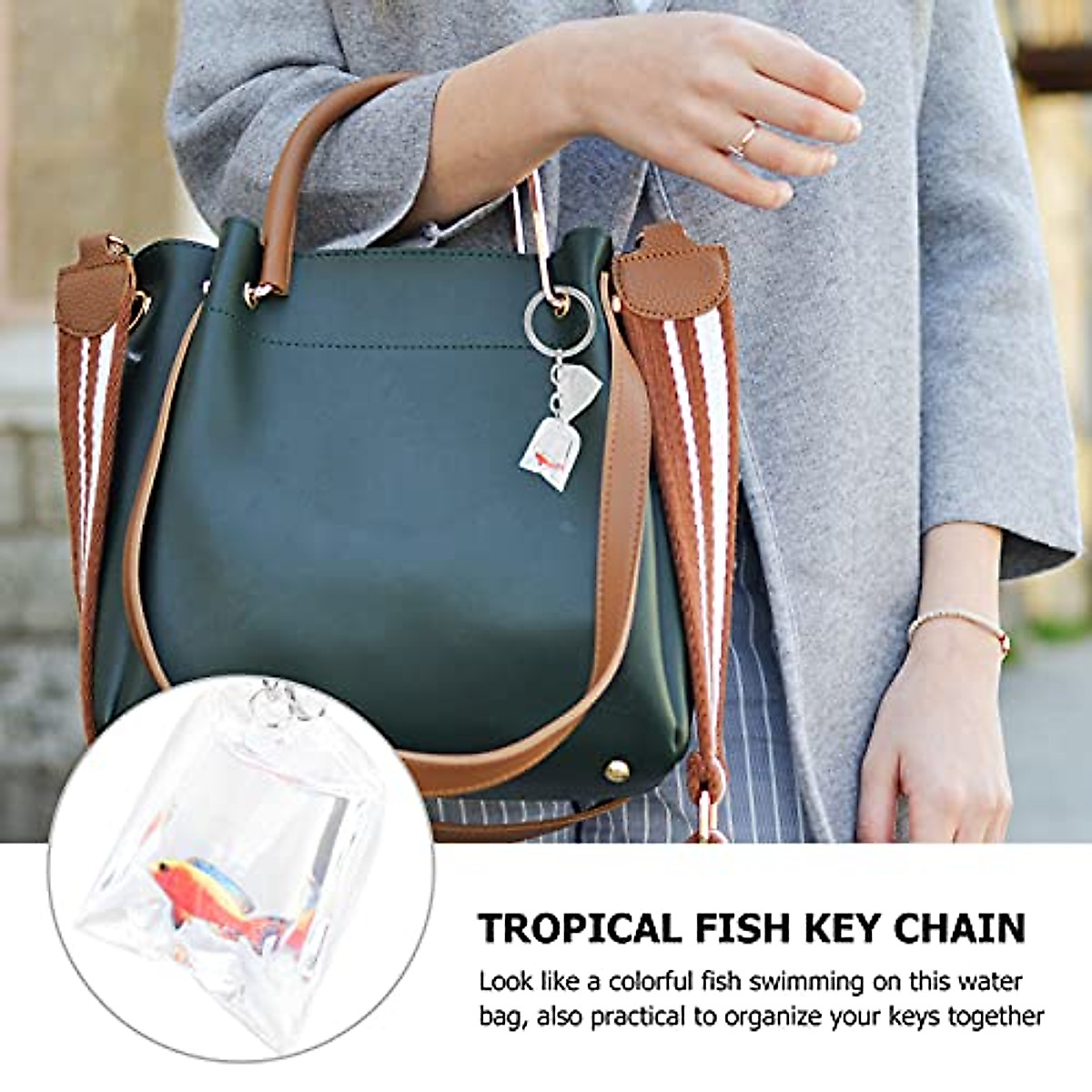 Generic Fish Charm Keychain Fish Water Bag Charms Tropical Fish Key Ring Bag Pendant Decors Orange 5.20X2.70X0.20cm 25G7A31H103GPEMH