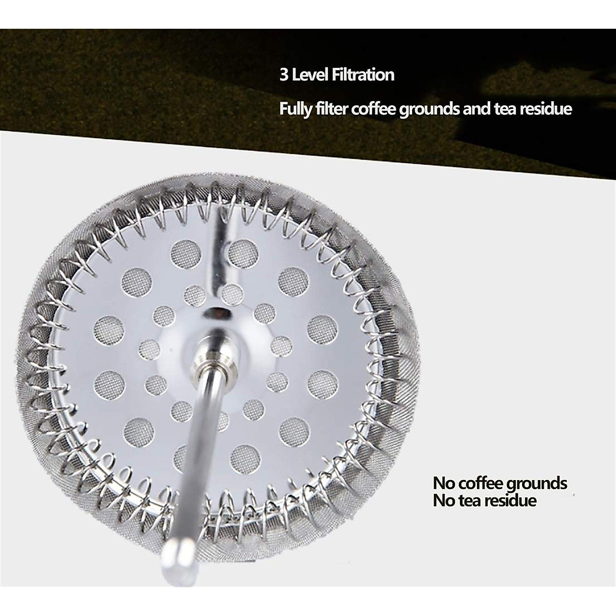 TONGSH French Coffee Press Espresso and Tea Maker Stainless Steel Plunger and Heat Resistant Glass