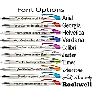 Express Pencils Custom Pens with Stylus - The Pearl - Personalized Metallic Printed Name Pens with Black Ink - Imprinted with Logo or Message - Great Gift Ideas - FREE PERSONALIZATION 12 pack (Silver)