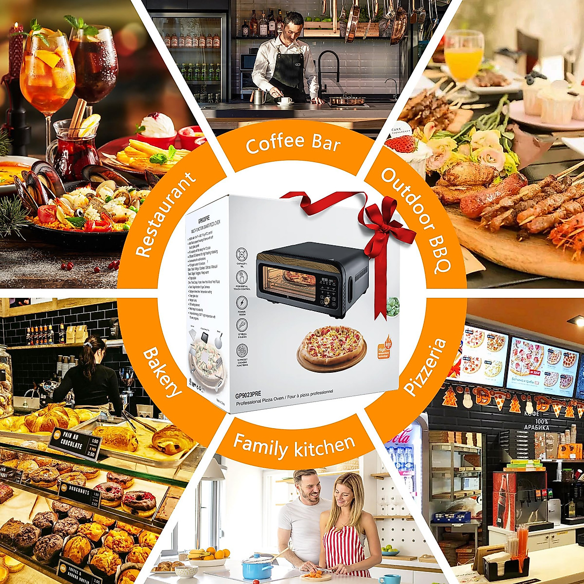 Upgrade Electric Pizza Oven with 800°F Make Pizza in Minutes, 12” Portable Countertop Versatile Pizza Oven for Indoor & Outdoor, Classic Black Stove is Suitable for Home and Commercial