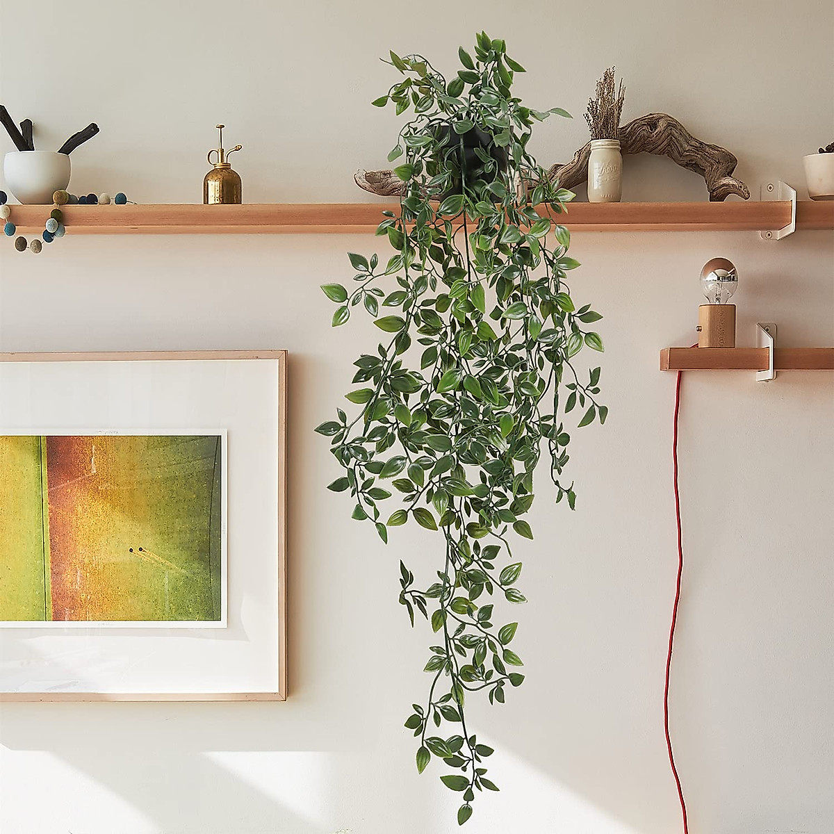 Mizii Artificial Hanging Plants,2 Pack 3ft Ivy Vine Fake Leaves Green Chain for Indoor Outdoor Wall Shelf Home Room Balcony Garden Wedding Decor