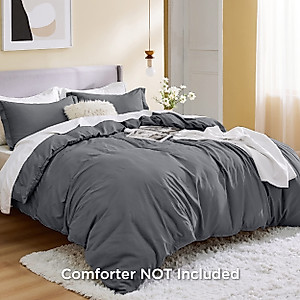 Bedsure Twin/Twin XL Duvet Cover Kids - Soft Double Brushed Duvet Cover Twin, 2 pcs, Includes 1 Dark Grey Kids' Duvet Cover (68"x90") with Zipper Closure & 1 Pillow Sham, NO Comforter
