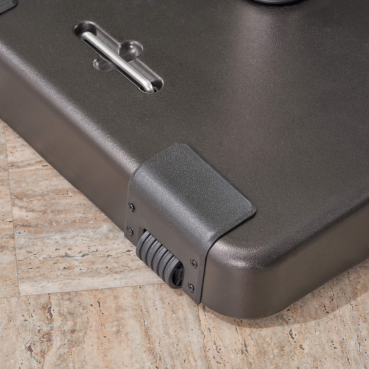 Christopher Knight Home Larissa Outdoor 119lb Concrete Square Umbrella Base with Stainless Steel Collar, Black