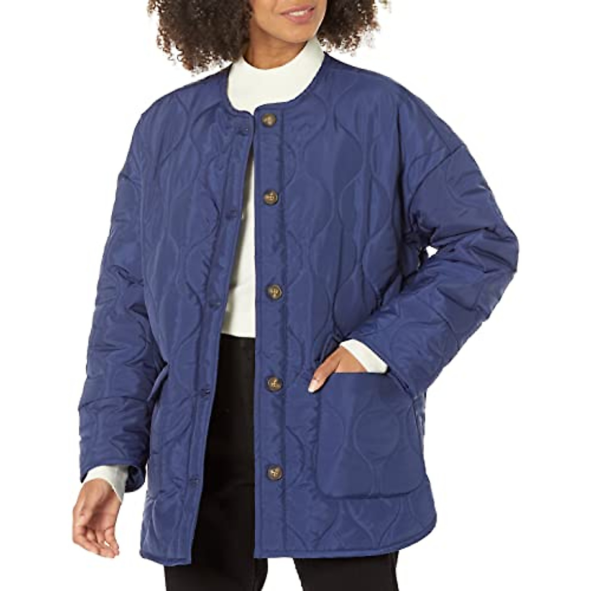 The Drop Women's James Quilted Loose Jacket, Navy, M