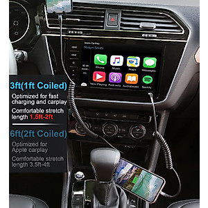 KIYODA USB Type C to Lightning Cable 3FT 2Pack, Coiled iPhone Charger Fast Charging for Car Short USBC iPhone Cord for iPhone14/13/12/11 Pro Max/iPad/CarPlay