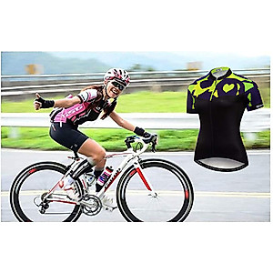 JPOJPO Women's Cycling Jersey, Short Sleeve Summer Biking Shirt Jacket, Bike Tops Bicycle Clothing Flowers
