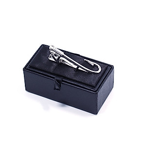 ZUNON Fishing Hooks Tie Clips Bar Tacks Mens Silver Golden Tone Leisure Fishermen Sportsmen Fathers Dad Husband Activities