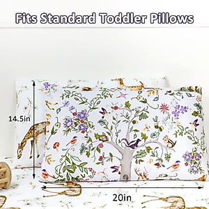 CARUILI 2 Pack Toddler Pillowcases Fit 14 x19, 14 x 20 Iches Kids Pillow, Soft & Breathable Small Pillow Cases for Kids Boys Girls, Envelope Closure Travel Pillow Cover, Woodland Animal