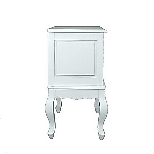 Benjara Mary 27 Inch Classic Wood Square Cabinet Table, 2 Drawers, Floral, White