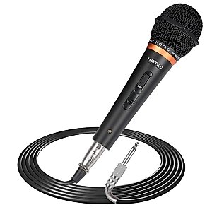 HOTEC Premium Vocal Dynamic Handheld Microphone with 19ft Detachable XLR Cable and ON/Off Switch (Metal Black) (H-W07)