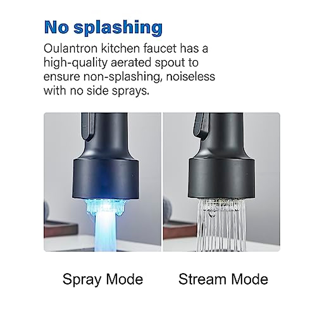 Kitchen Faucet with Spring LED Pull Down Sprayer Single Handle Matte Black Commercial Stainless Steel Kitchen Sink Faucet Oulantron high arc Kitchen Faucet