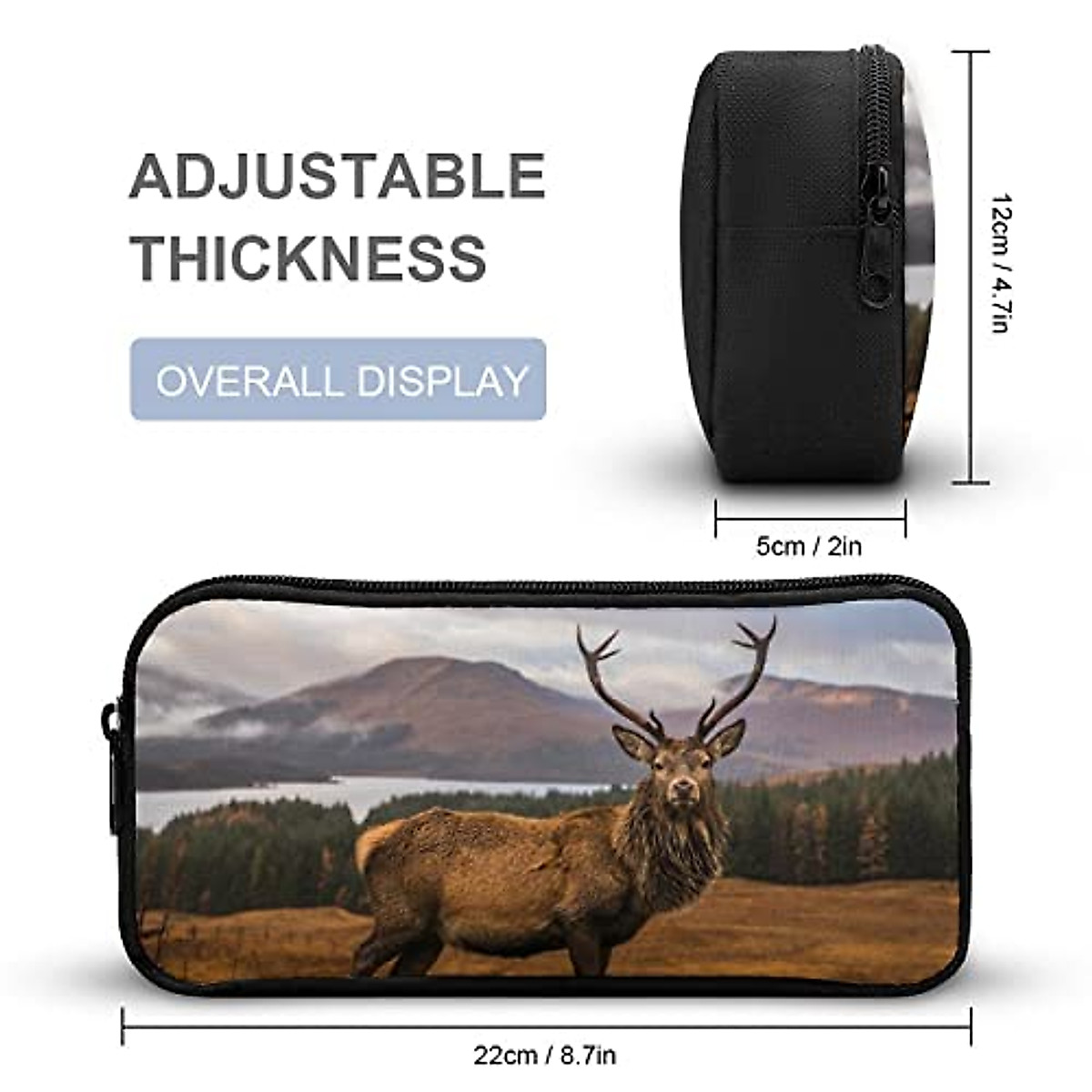 Scottish Bucks Pencil Case Pencil Pouch Coin Pouch Cosmetic Bag Office Stationery Organizer