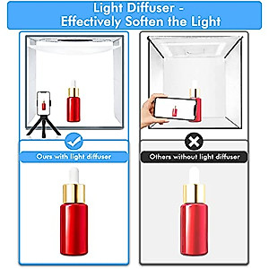 PULLINE Photo Light Box 160 LED 12''x12'' Dimmable Light Box Photography, Portable Photo Studio with Phone Tripod & 6 Backdrops, Folding Shooting Tent Kit for Jewelry/Small Items Product Photography