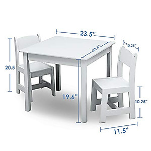 Delta Children MySize Kids Wood Table and Chair Set (2 Chairs Included) - Ideal for Arts & Crafts, Snack Time, & More - Greenguard Gold Certified, Bianca White, 3 Piece Set
