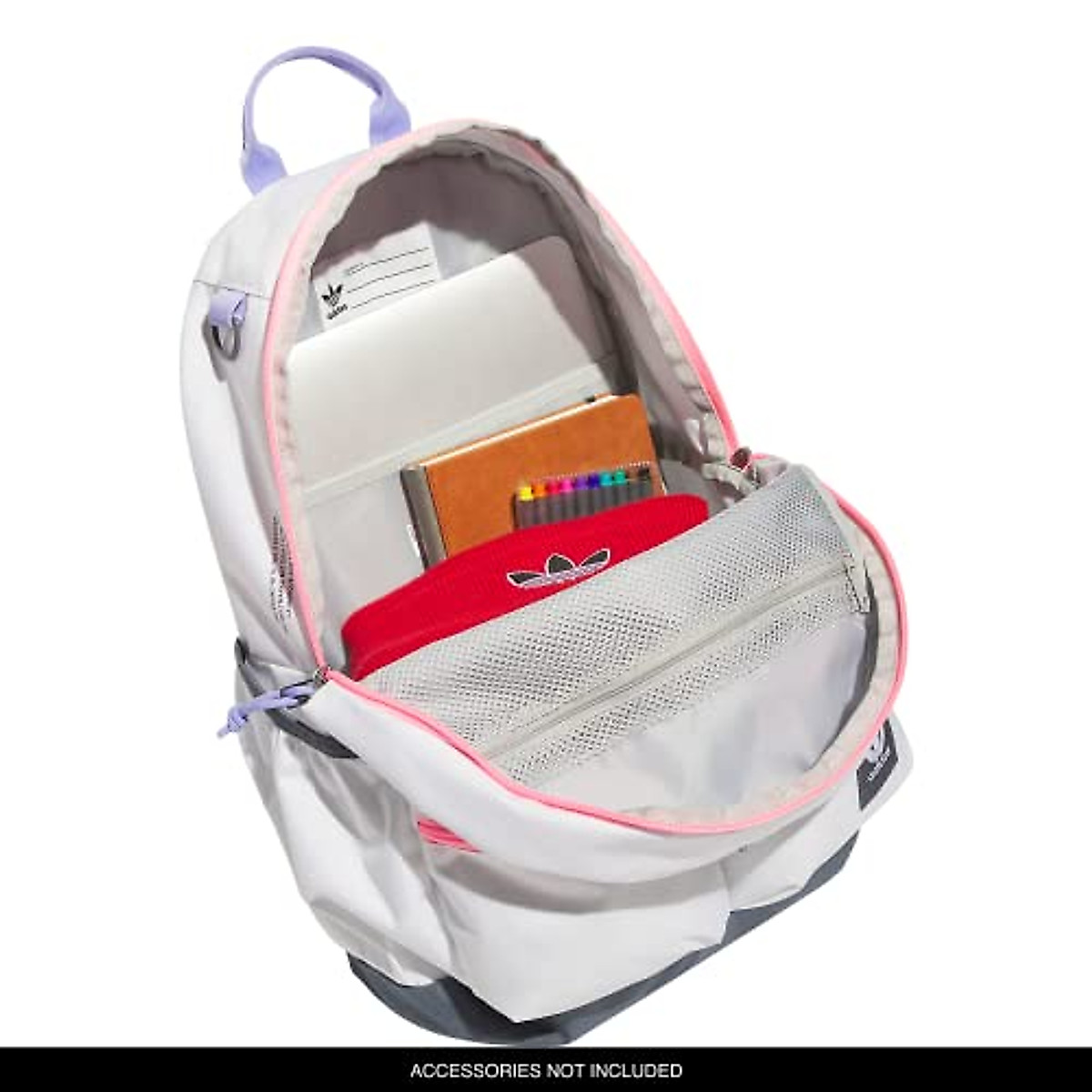 adidas Originals Trefoil 3.0 Backpack, White/BeamPink/LucidCyanBue, One Size