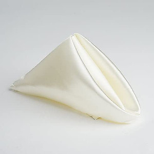 TABLECLOTHSFACTORY 20"x20" Ivory Wholesale Satin Linen Napkins for Wedding Birthday Party Tableware - 5 PCS