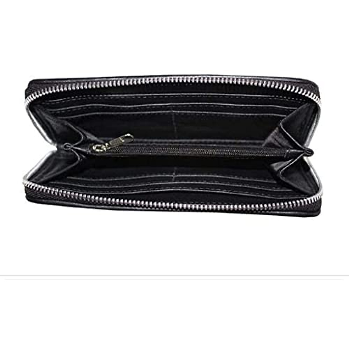 Womens Zipper Wristlet Cowhide Clutch - Black White Cow Hide Cow Skin Leather Hand Clutch Zip Phone Wallet Clutch Card Case 8' X 4' - Gift for her