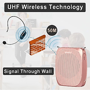 SHIDU Wireless Voice Amplifier for Teachers, Mini Voice Amplifier with UHF Microphone Headset,1800mAh Rechargeable 10W Personal Portable Speaker Suitable for Coaches, Tour Guides, Speeches, Outdoors