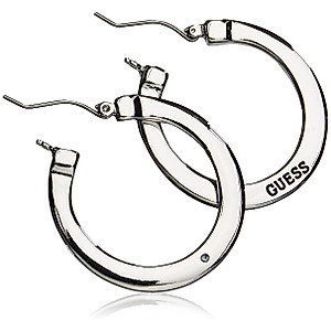 GUESS "Basic" Silver Logo Small Hoop Earrings