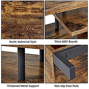 Yaheetech Industrial TV Stand for TVs up to 55 inch, Media Console Table with Storage Shelves for Living Room, Home Entertainment Center for Small Space, 42 x 16 x 16 inches, Rustic Brown