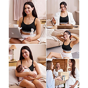Momcozy Pumping Bra Hands Free, Upgraded Breast Pump Bra with Widened Band, Pumping Nursing Bra in One, Adjustable Straps Bralette