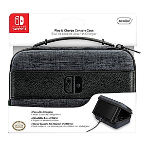 PDP Play and Charge Case for Nintendo Switch, Switch Lite and OLED Model - Durable Protective Travel Case System for Accessories and Games - Compartment for AC Adapter Charger, Good for Travel