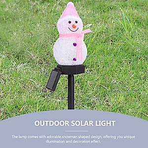 NUOBESTY 1pc Christmas Solar Christmas Night Light Christmas Pathway Markers Snowman Landscape Light Exterior Solar Powered Lights Creative Lawn Light Outdoor Ground Plug