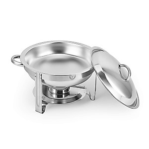 CHEFQ [Set Of 2] Round Chafing dish buffet set Stainless Steel 4 Quart Capacity