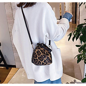QZUnique Women's Sexy Leopard Print Handbag Triangle Shoulder Bag PU Leather Crossbody Purse