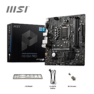 MSI H510M PRO ProSeries Motherboard (mATX, 11th/10th Gen Intel Core, LGA 1200 Socket, DDR4, PCIe 4, M.2 Slot, USB 3.2 Gen 1, 1Gbps LAN, D-SUB/DP/HDMI)