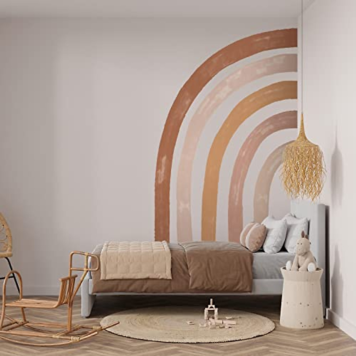 Haull 3 Pcs Large Rainbow Wall Decals Stickers Peel and Stick, Half Rainbow Boho Wall Sticker for Girls Kids Bedroom Decor Wallpaper Wall Decor for Kids Room Nursery Playroom, 78.74 x 47.24 Inch