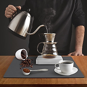 ZLR Coffee Mat - 12" x 20" Middle Kitchen Absorbent Mat for Countertop - Easy to Clean Coffee Bar Mat for Coffee Machine, Coffee Maker, Espresso Machine - Gray