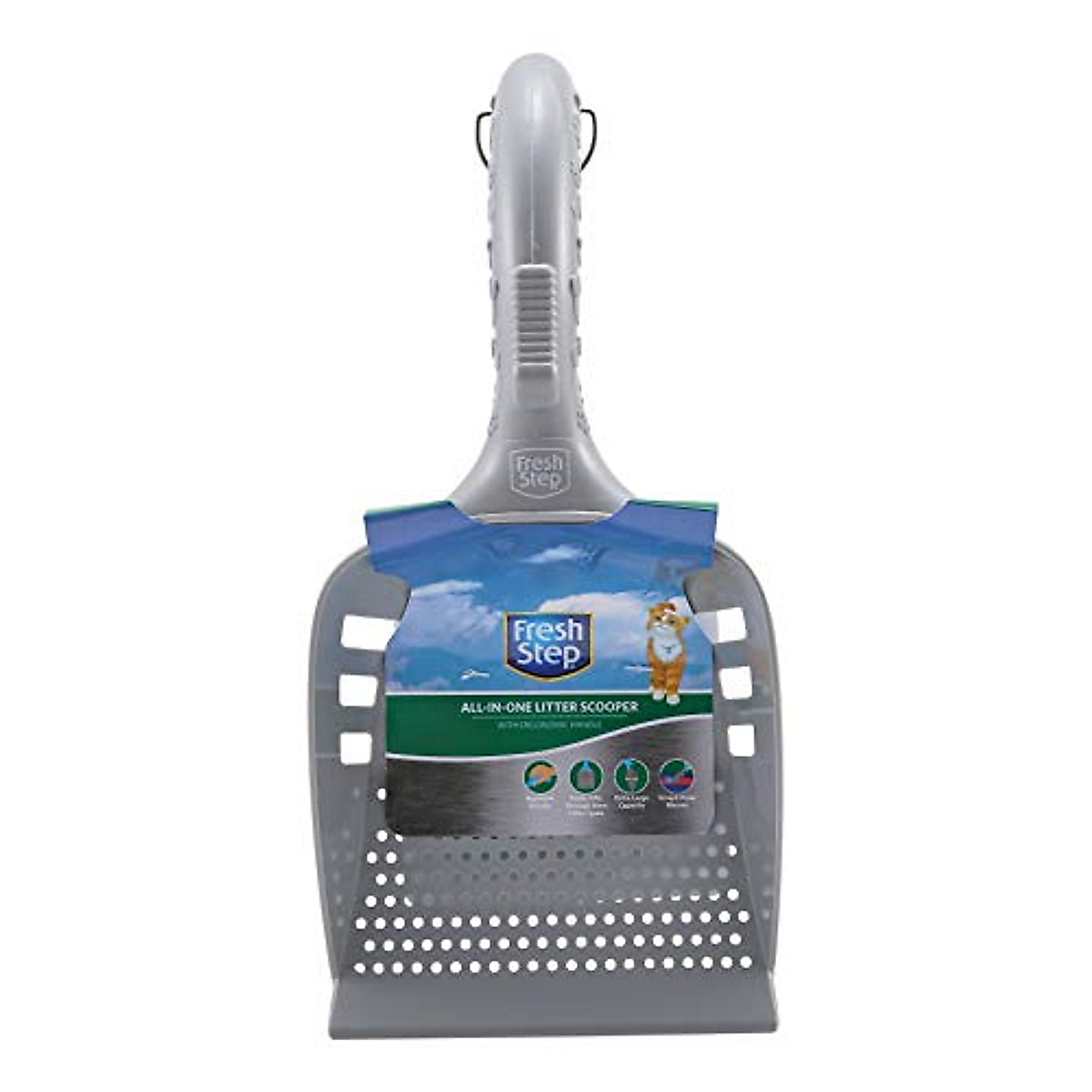 Fresh Step All In One Litter Scoop - Fast and Easy to Use Cat Litter Scooper - Deep Shovel Ergonomic Handle Grip Kitty Litter Scooper to Scoop Away Cat Litter