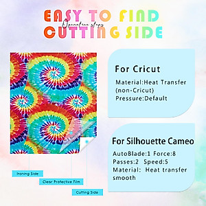 Tintnut Tie dye HTV Heat Transfer Vinyl - 10x12 Inch 12 Sheets Bundle Watercolor HTV Iron on Vinyl Seamless Colorful Swirl Patterned HTV for Tshirts DIY Compatible with Cricut or Silhouette Cameo